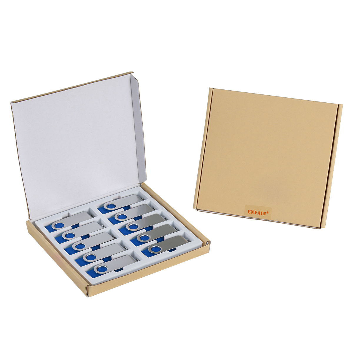 USB FLASH DRIVES 8GB SWIVEL STYLE (BLUE, 10 PACK)